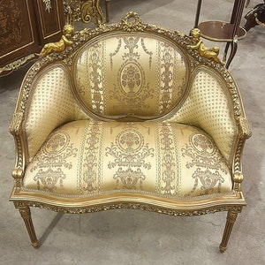 Big Gold Chair Rococo Style Vintage 24k Gold Chair Bench Gold Chair ...