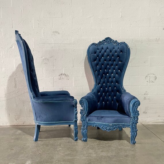 Blue Throne Chair Blue Velvet Chair French Tufted Chair Throne | Etsy