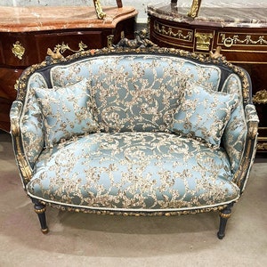 French Rococo Style Blue Sofa With Angels Details Furniture Antique ...