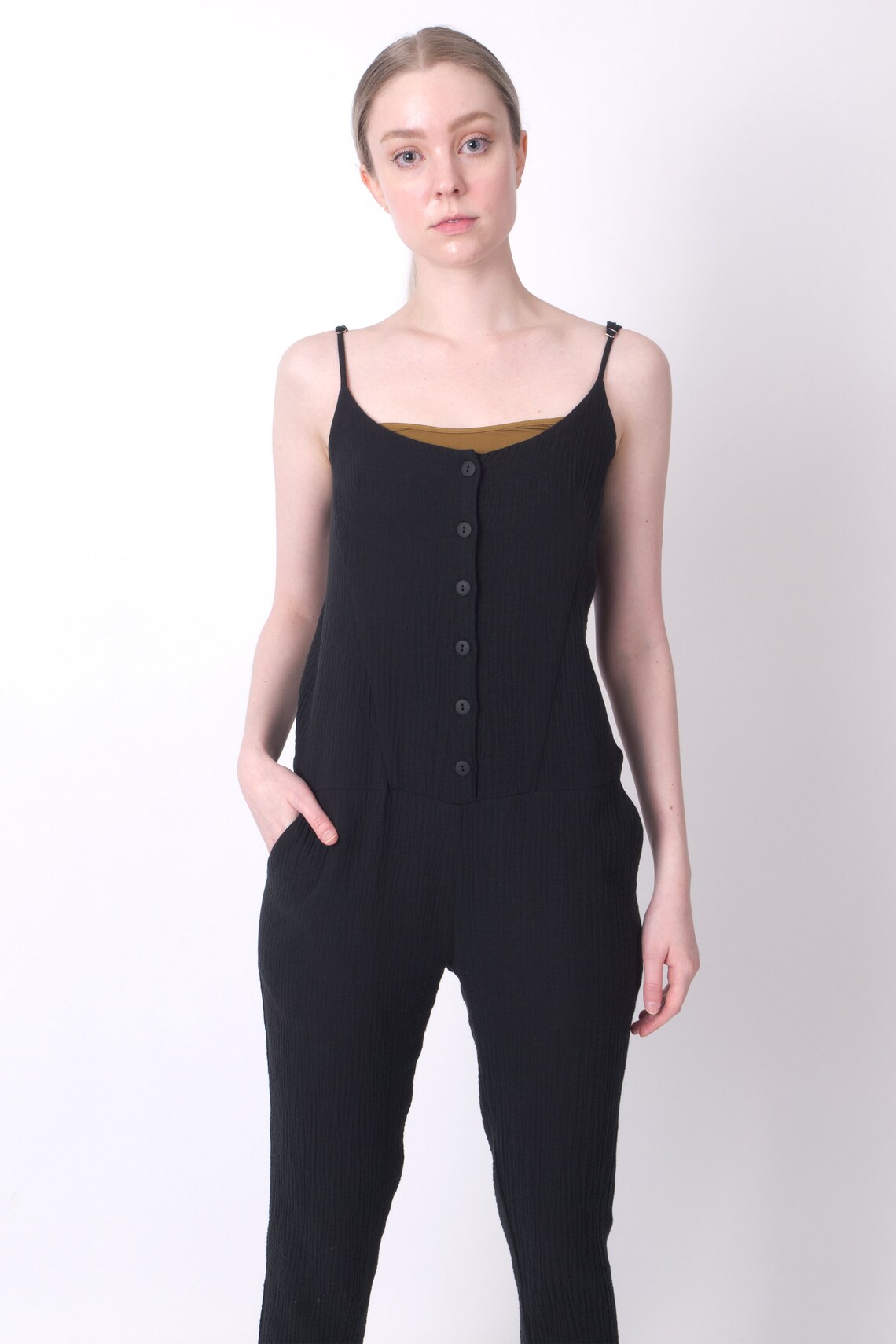 Organic Cotton Jumpsuit in Black With Pockets - Etsy