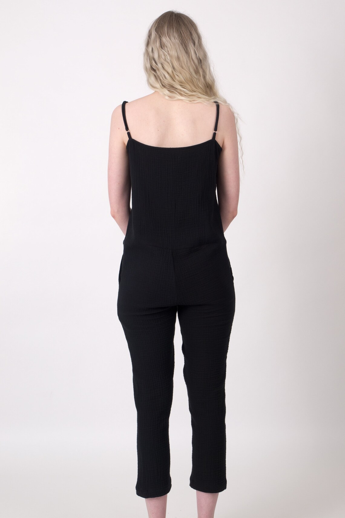 Organic Cotton Jumpsuit in Black With Pockets - Etsy