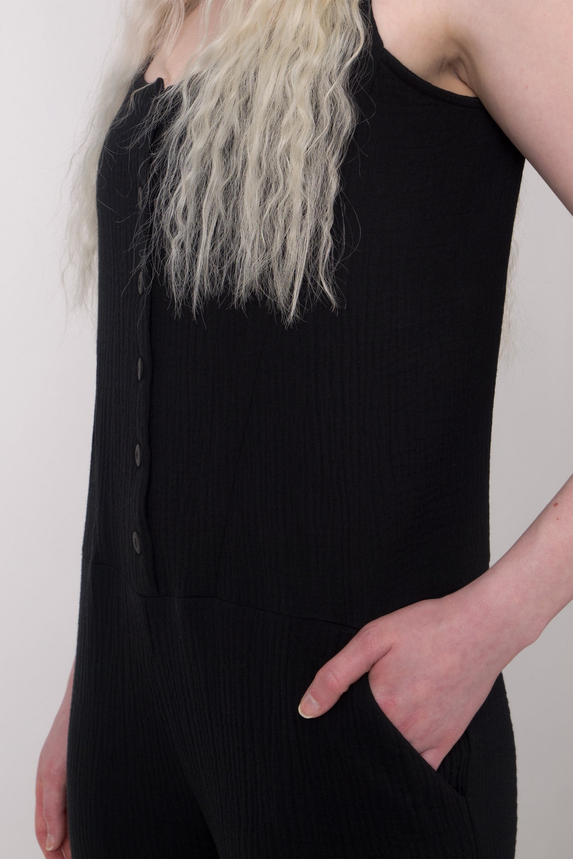 Organic Cotton Jumpsuit in Black With Pockets - Etsy