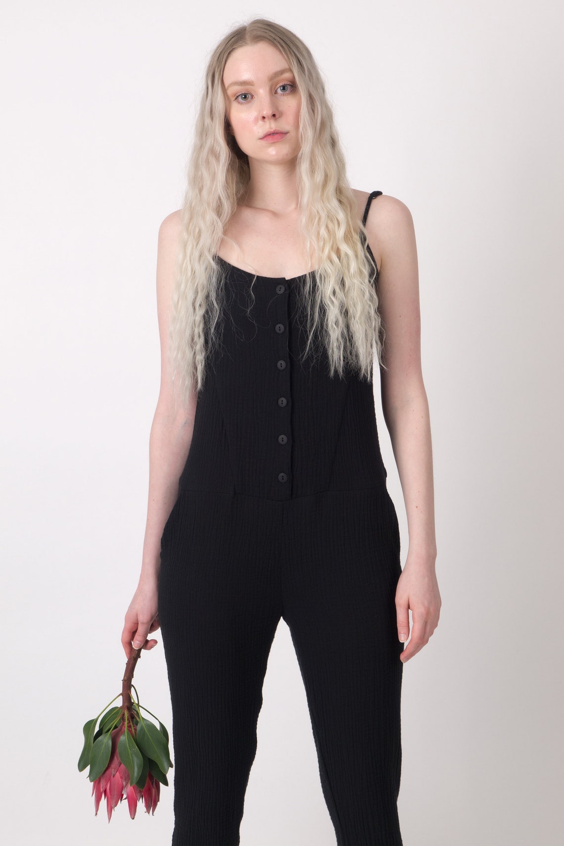 Organic Cotton Jumpsuit in Black With Pockets - Etsy