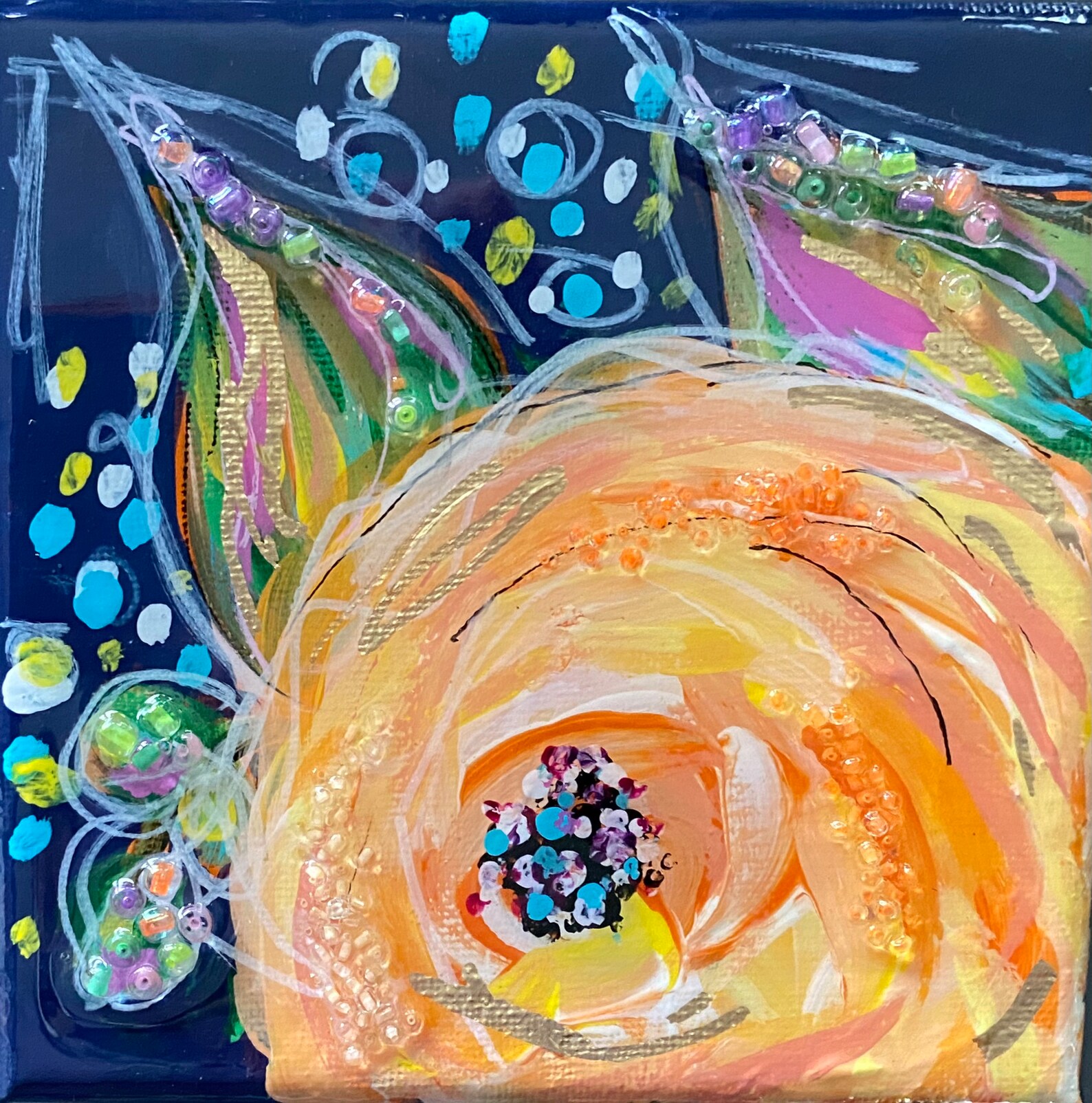 Floral Bouquet Wall Decor, Shattered Glass Art, Original Wall Decor ...