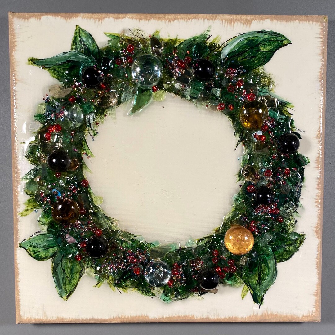 Shattered Glass Art Wreath Decor | Unique Gift for Home & Garden ...