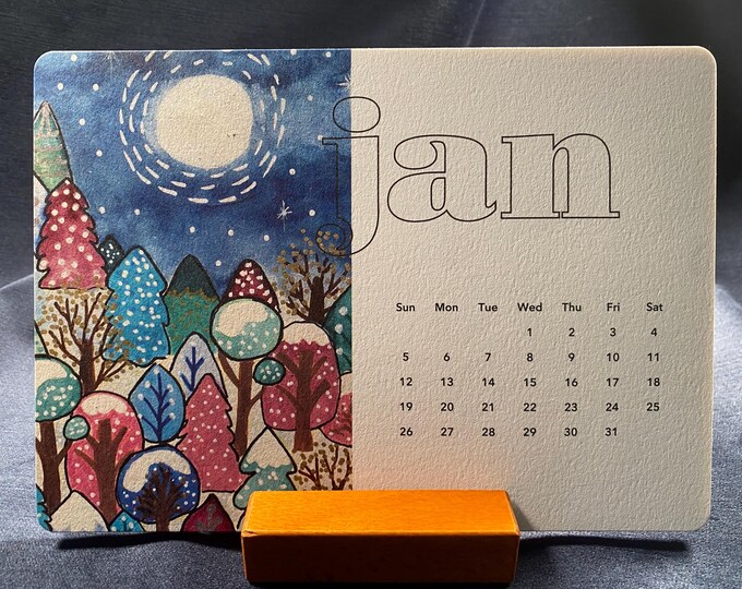 2025 Full Moon Desk Calendar-12 Unique Handmade Illustrations-premium ...