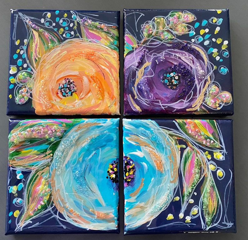 Floral Bouquet Wall Decor, Shattered Glass Art, Original Wall Decor ...