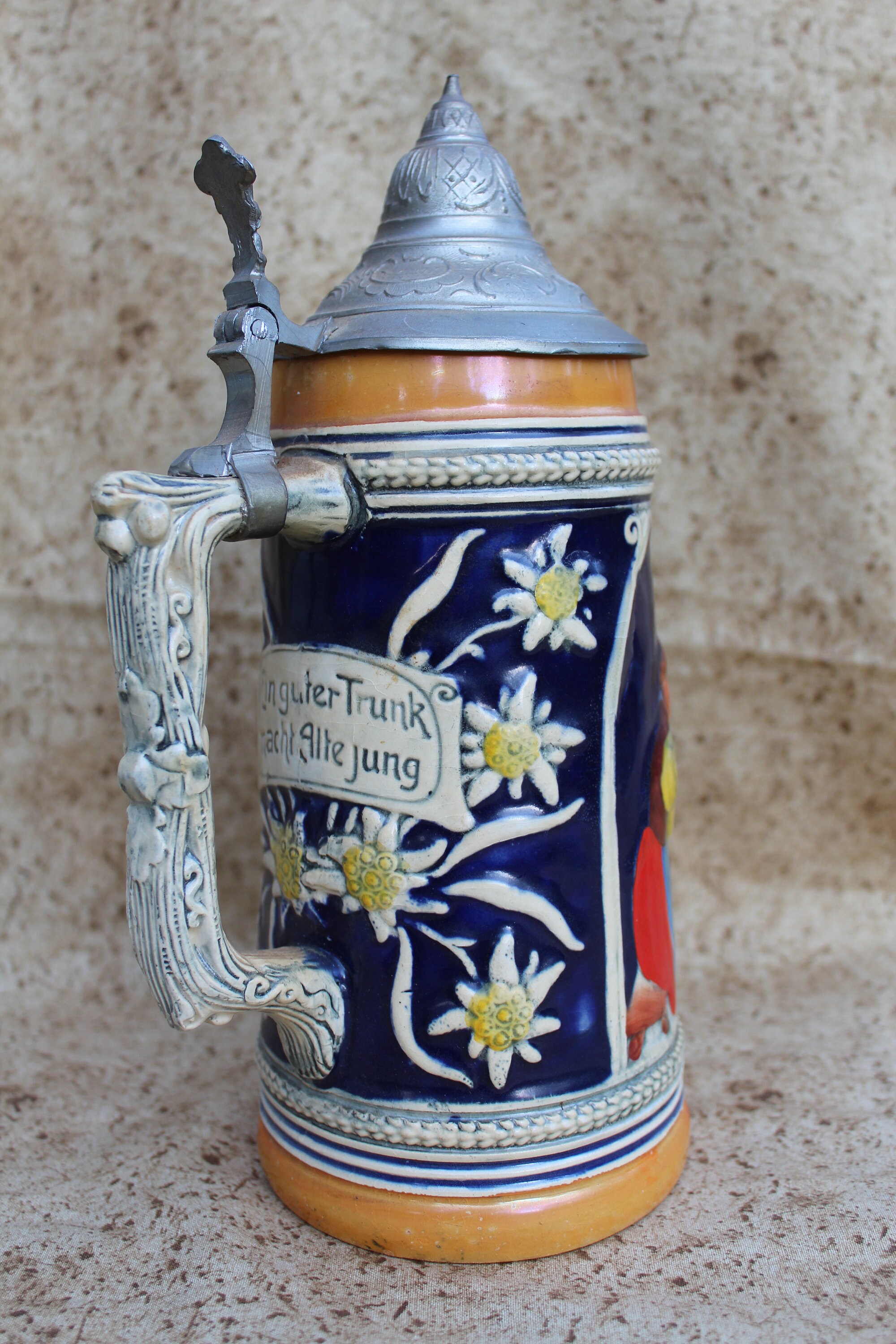 German Stein With Pewter Lid - Etsy