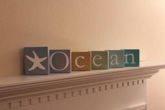 Ocean Blocks Wooden Letter Nautical Themed Distressed Ocean | Etsy
