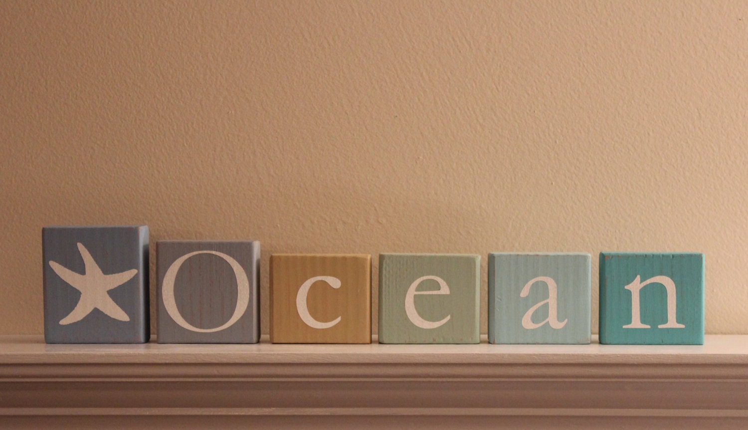 Ocean Blocks Wooden Letter Nautical Themed Distressed Ocean | Etsy
