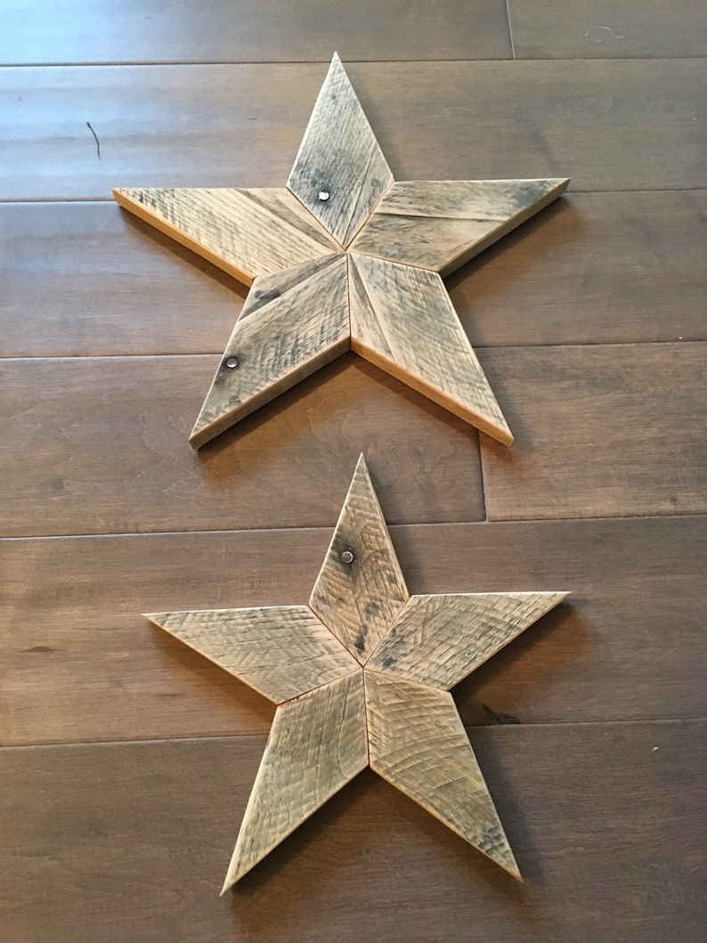 Set of 2 Reclaimed Wood Star Wooden Star Star Wall Art | Etsy