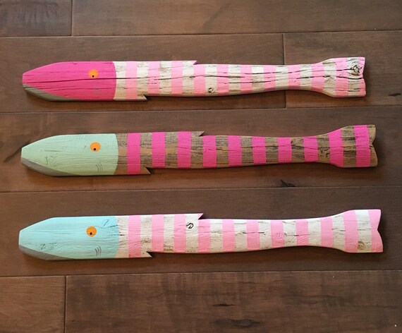 SET OF 3 LARGE Wooden Fish Nautical Fish Decor Reclaimed - Etsy
