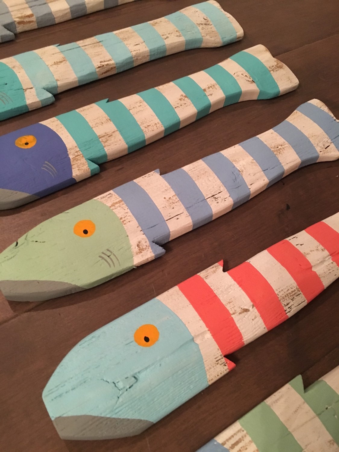 SET OF 6 Wooden Fish Nautical Fish Decor Reclaimed Fish | Etsy