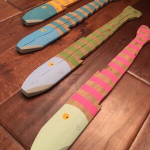 SET OF 4 - LARGE Wooden Fish Nautical Fish Decor - Reclaimed Fish ...