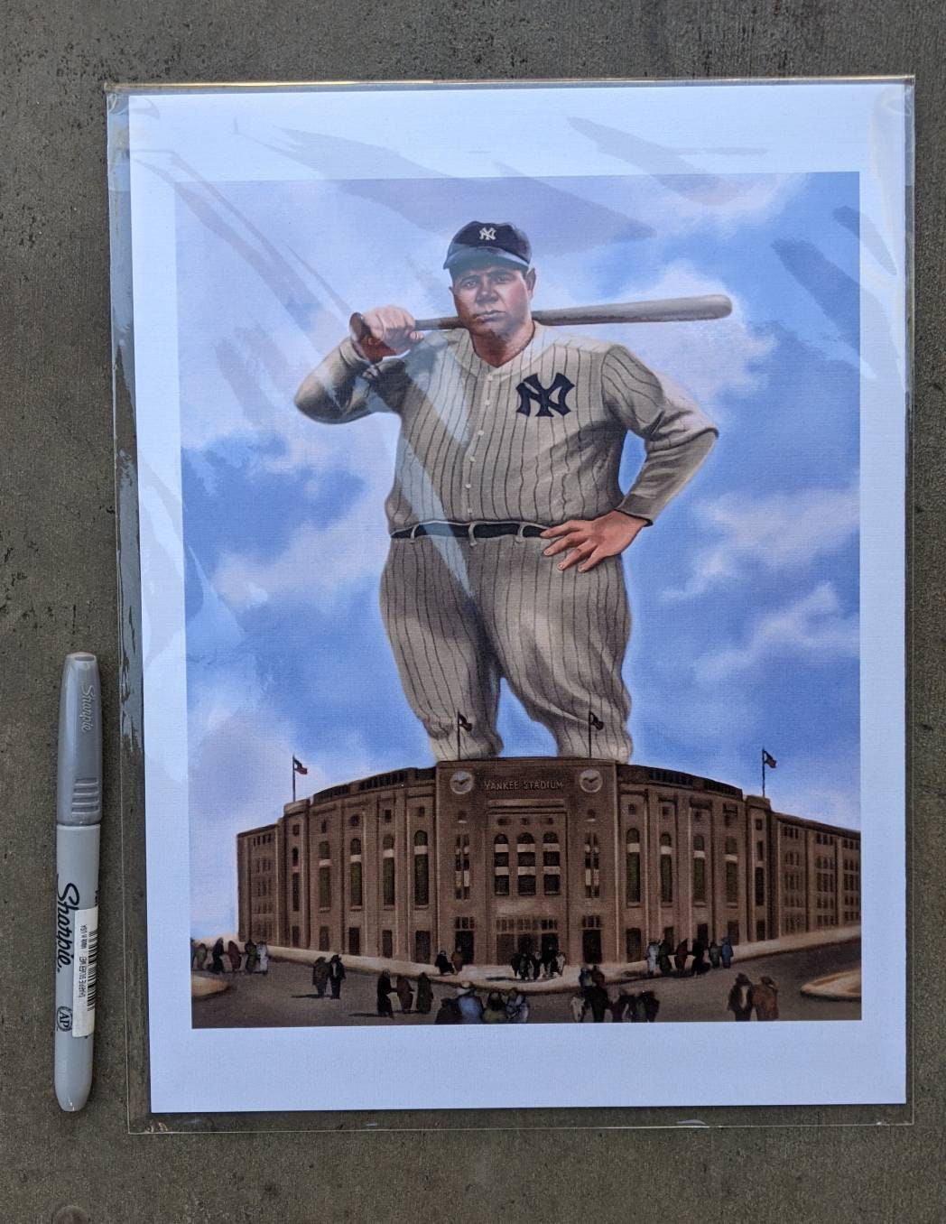 On Sale - Babe Ruth Art Print. New York Yankees. Pearl Metallic Paper ...