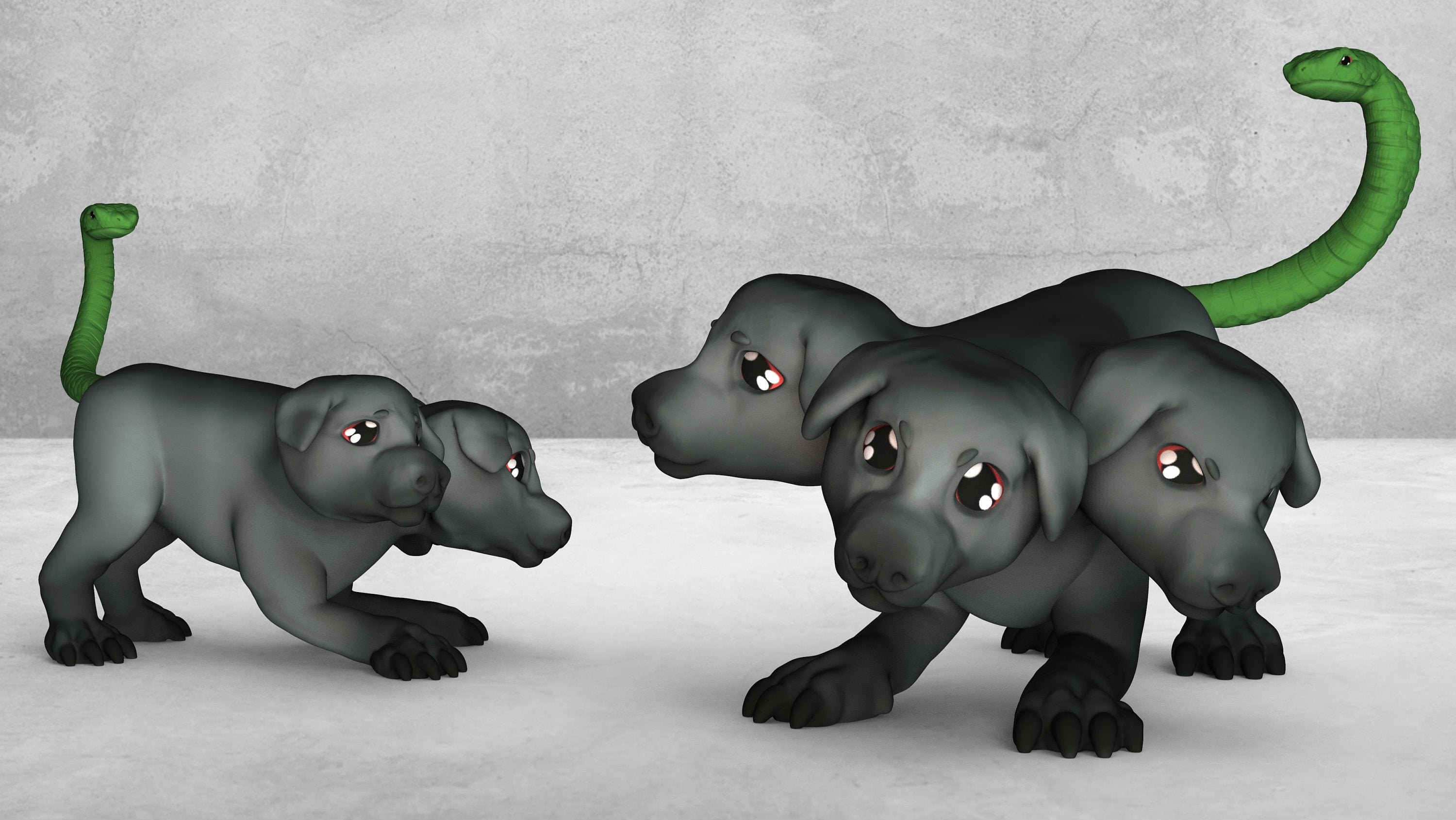 Cerberus Puppy Dog Familiar DnD Painted Miniatures RPG Miniatures Toys ...