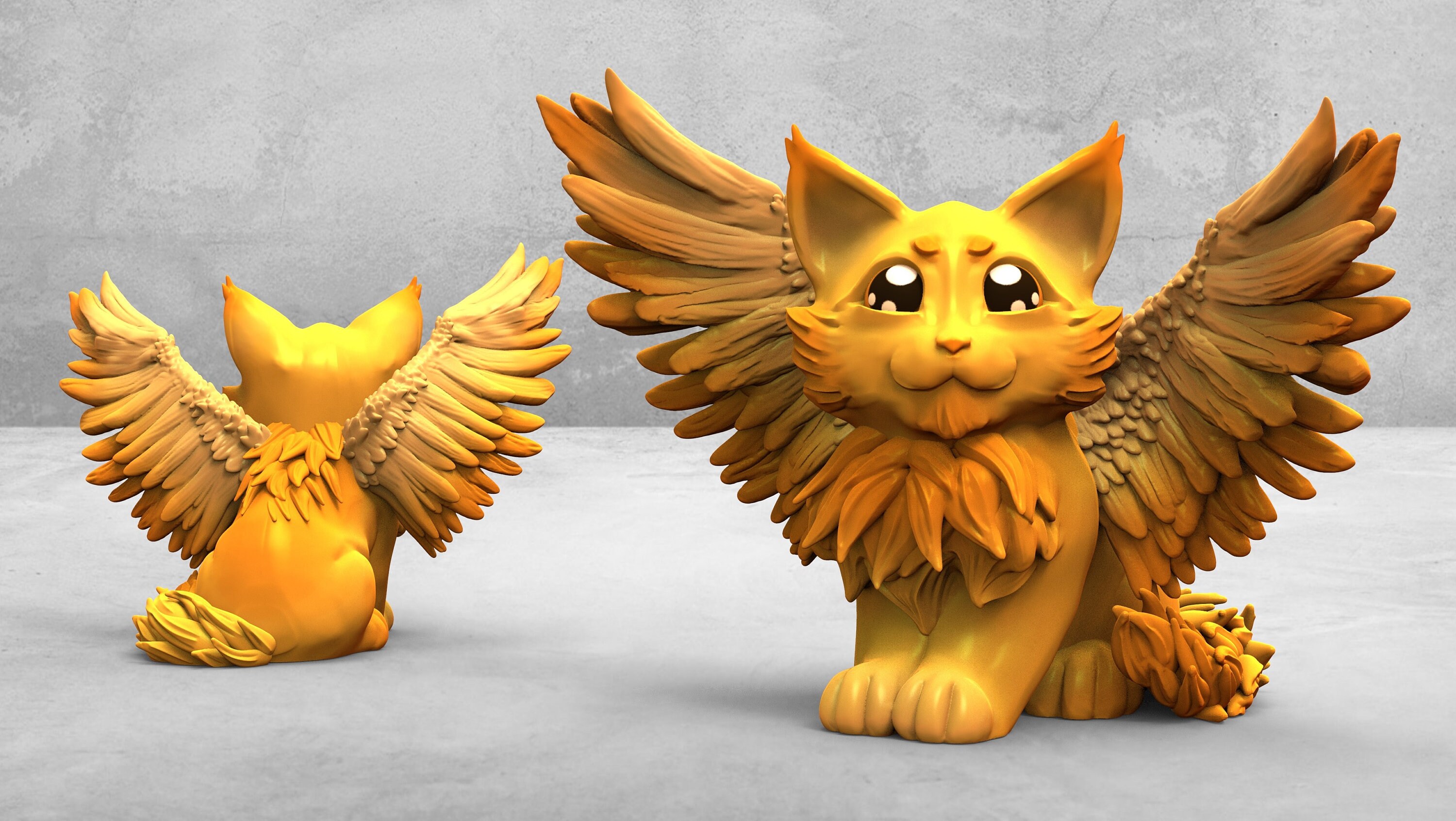 Tressym Flying Cat Baby Unpainted 3D Printed Miniature - Etsy España