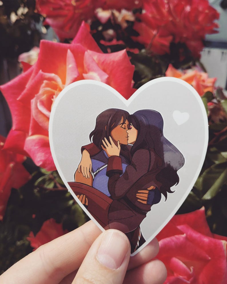 Yuri Couple Heart Sticker Korrasami - Etsy