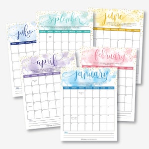 DIY Calendar 2019, Printable Calendar 2019 Notes, Printable Poster ...