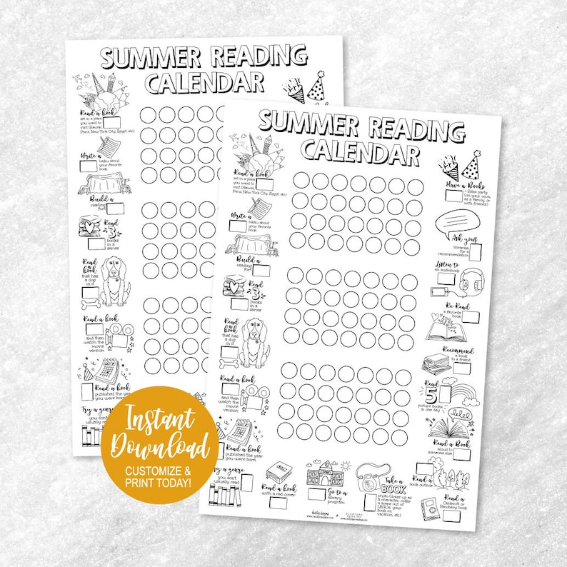 Printable Summer Reading List, Book Log Printable, Printable Summer ...