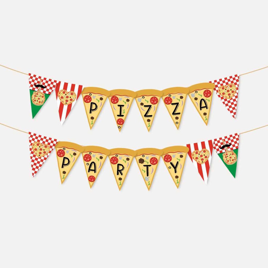 Pizza Party Itemplate - Pizza Banner, Pizza Garland, Customized Banner ...