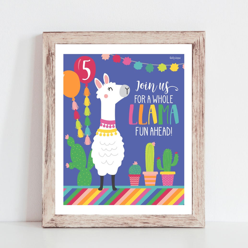 Llama Kids Party Welcome Sign Template Birthday Welcome | Etsy