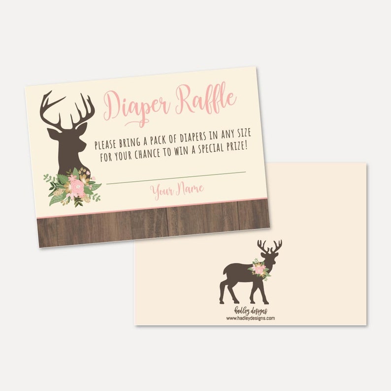 Oh Deer Girl Baby Shower Diaper Raffle Template ticket - Etsy