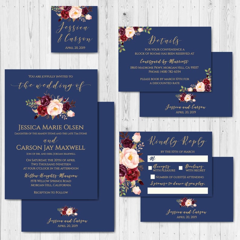 Printable Wedding Invitations Packages Wedding Invitations - Etsy
