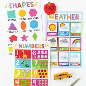 16 Homeschool Posters, Educational Learning Chart for Math, ABC Wall ...