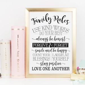 Family Rules Use Kind Words Printable Sign Set, Hadley Designs. Bedroom ...