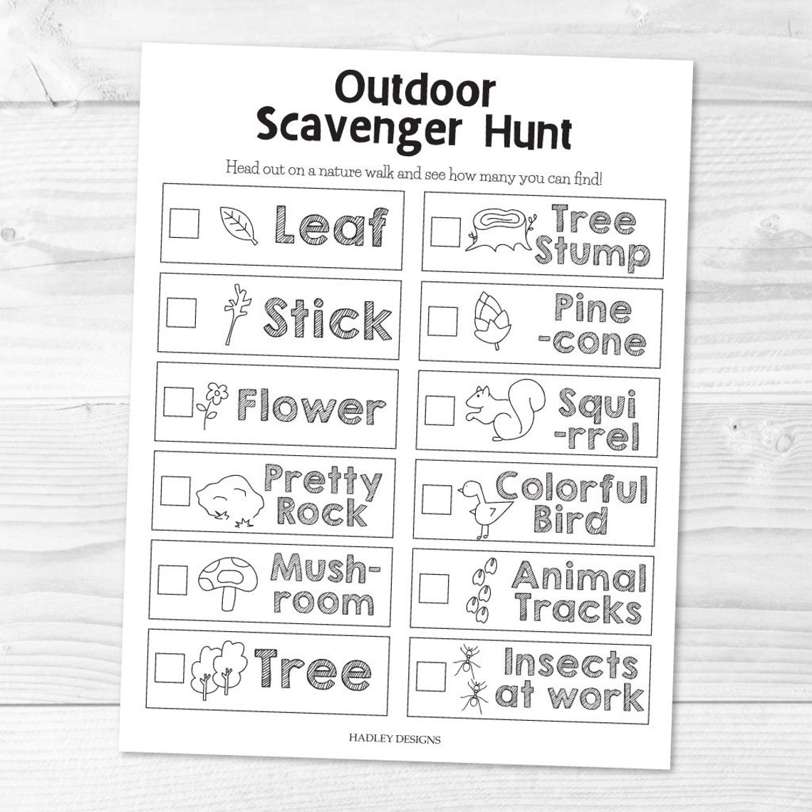 Outdoor Scavenger Hunt Template, Outdoor Scavenger Hunt for Kids ...