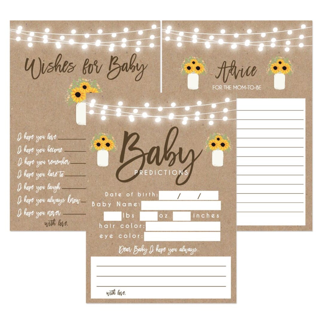 Kraft Mason Jar Floral Baby Shower Package, Keepsake Bundle, Advice ...