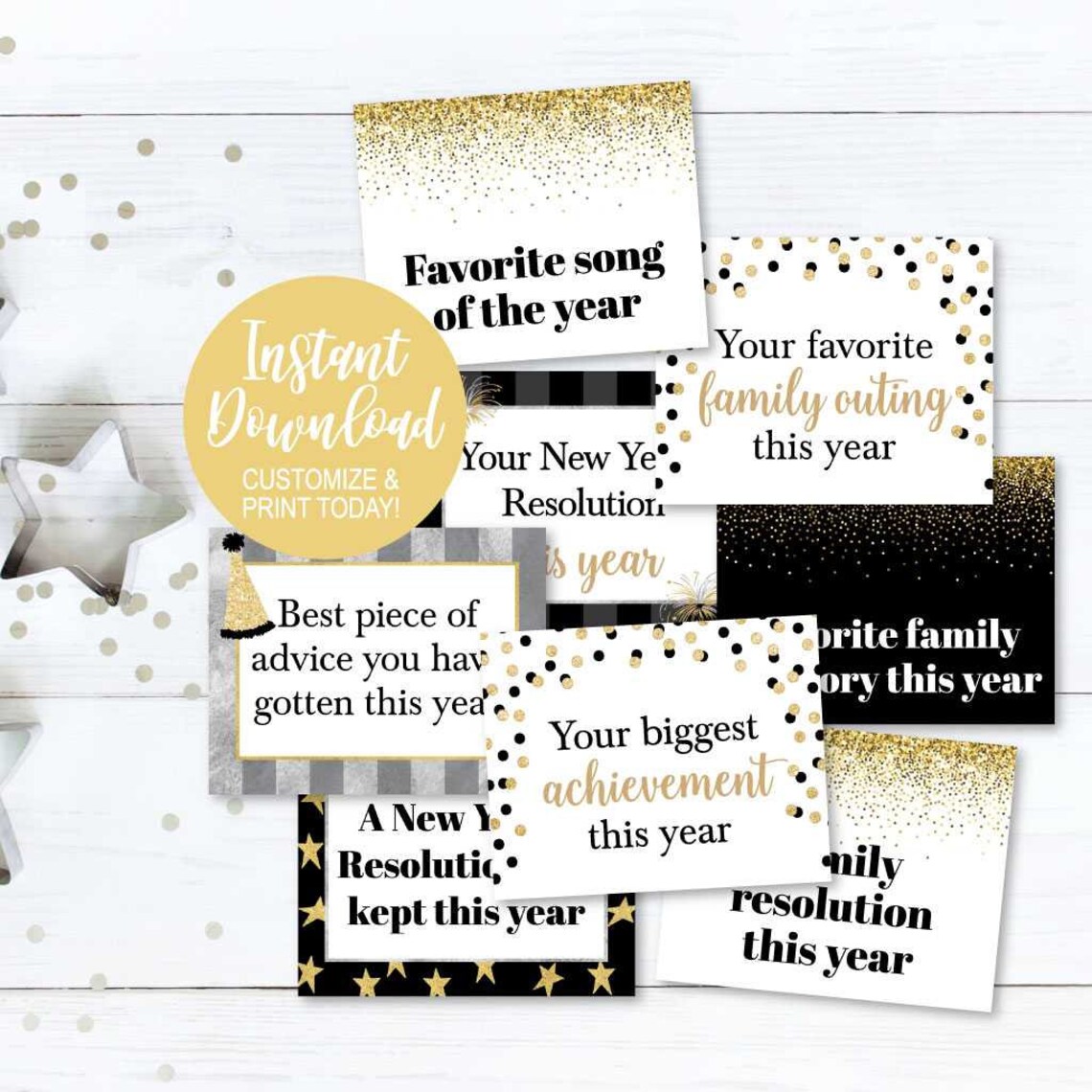New Years Resolution Printable NYE Party Card Idea Goals for - Etsy