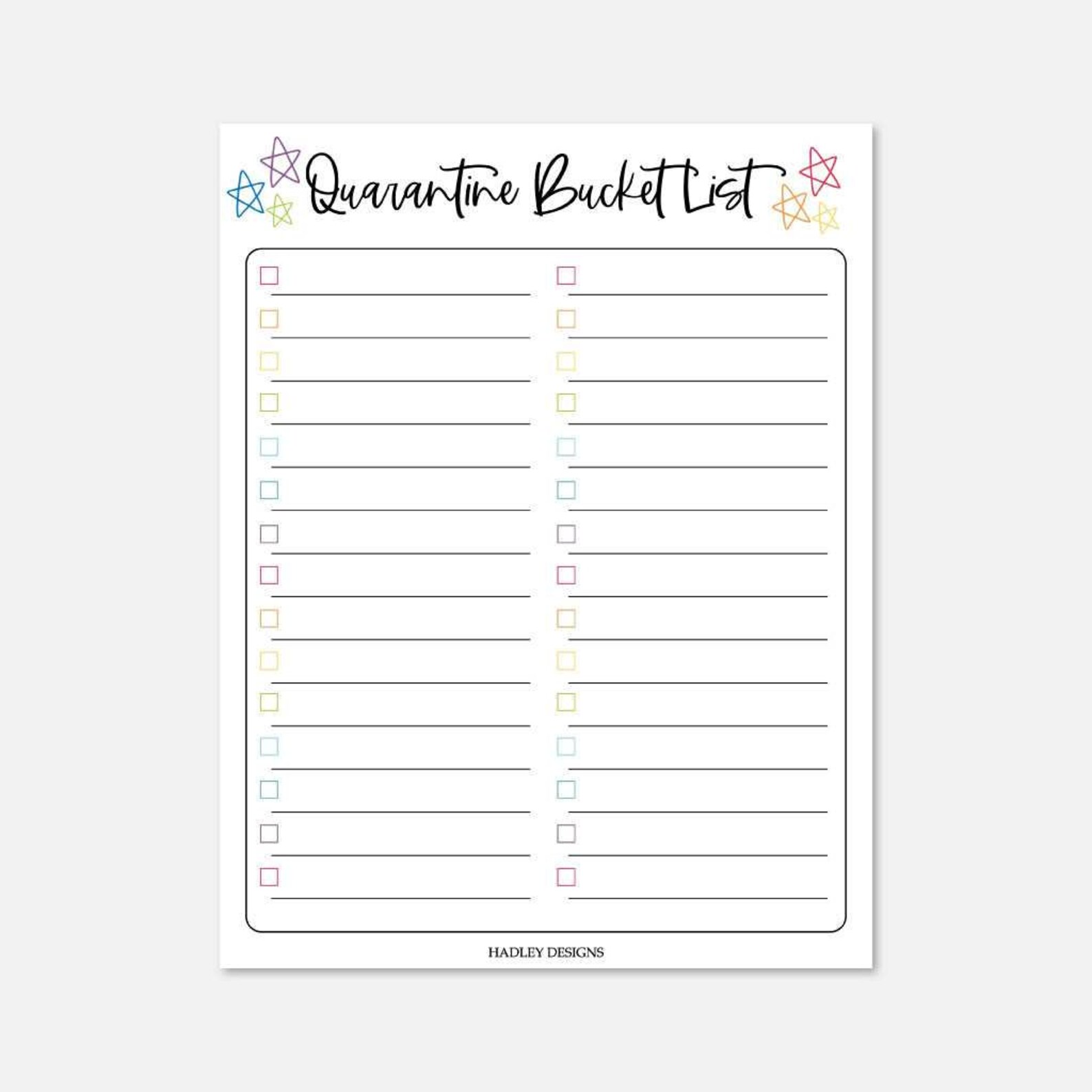 Quarantine Bucket List Printable, Quarantine Bucket List Sign, Social ...