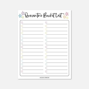 Quarantine Bucket List Printable, Quarantine Bucket List Sign, Social ...