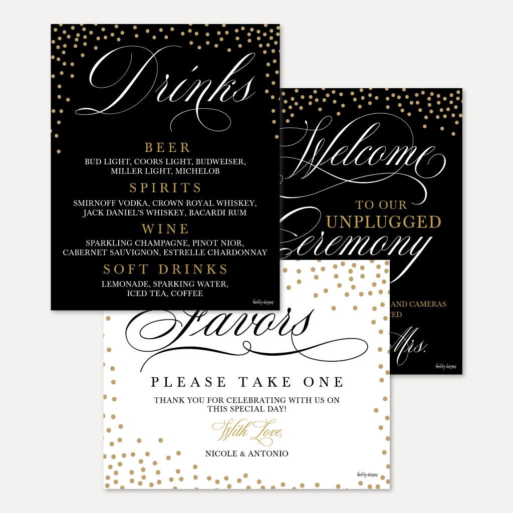 Wedding Signs Printable Bundle, Printable Wedding Sign Templates, Cheap ...