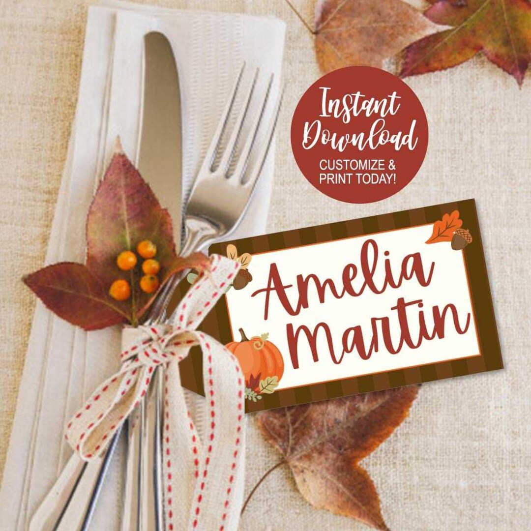 Thanksgiving Name Tags, Place Cards for Fall, Place Cards for ...
