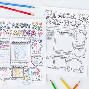 All About Grandma AND All About My Grandpa Printable Template, DIY ...