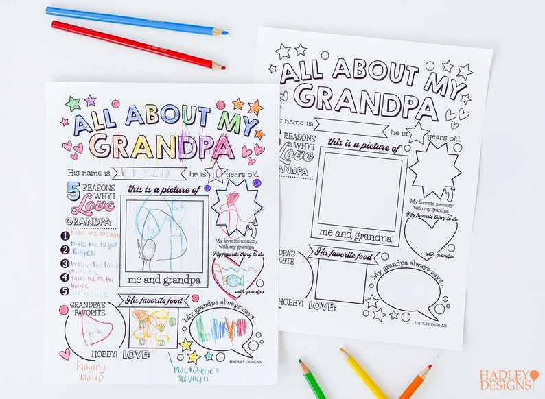 All About Grandma AND All About My Grandpa Printable Template | Etsy