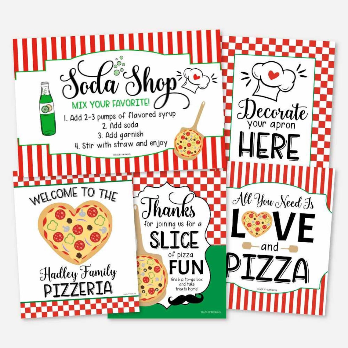 Pizza Party Sign Set Templates Pizza Favor Sign - Etsy