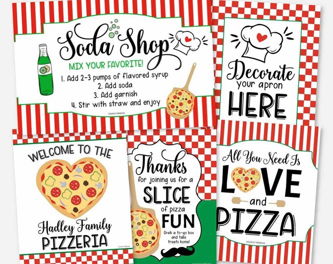 Pizza Party Sign Set Templates Pizza Favor Sign - Etsy