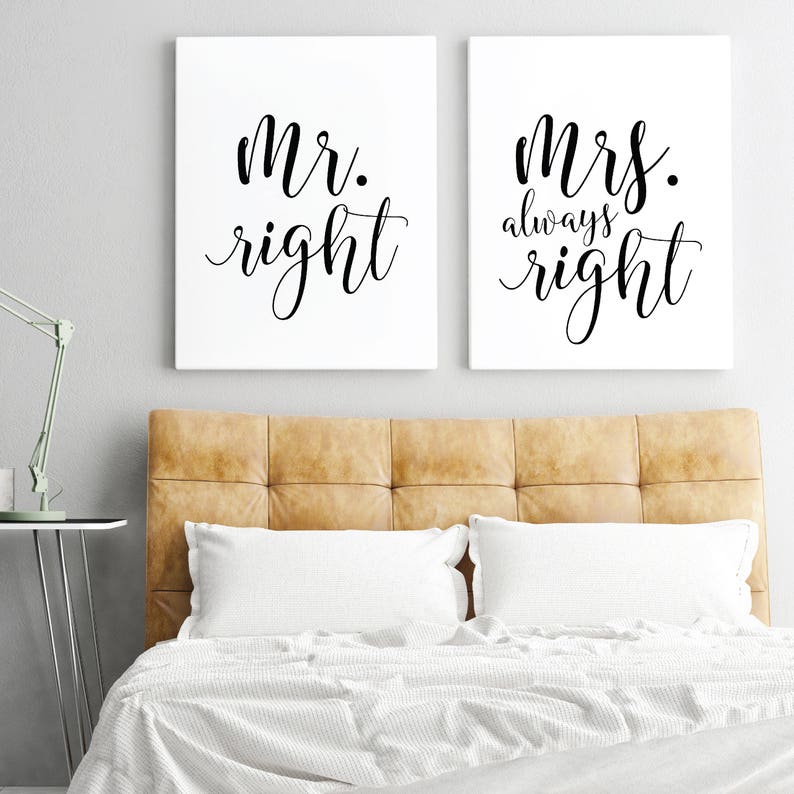 Mr. Right and Mrs. Always Right Printable Sign Set Home Decor | Etsy