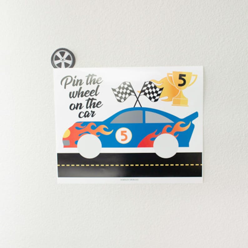 Pin the Wheel on the Race Car, Racing Printable Party Game Supplies ...