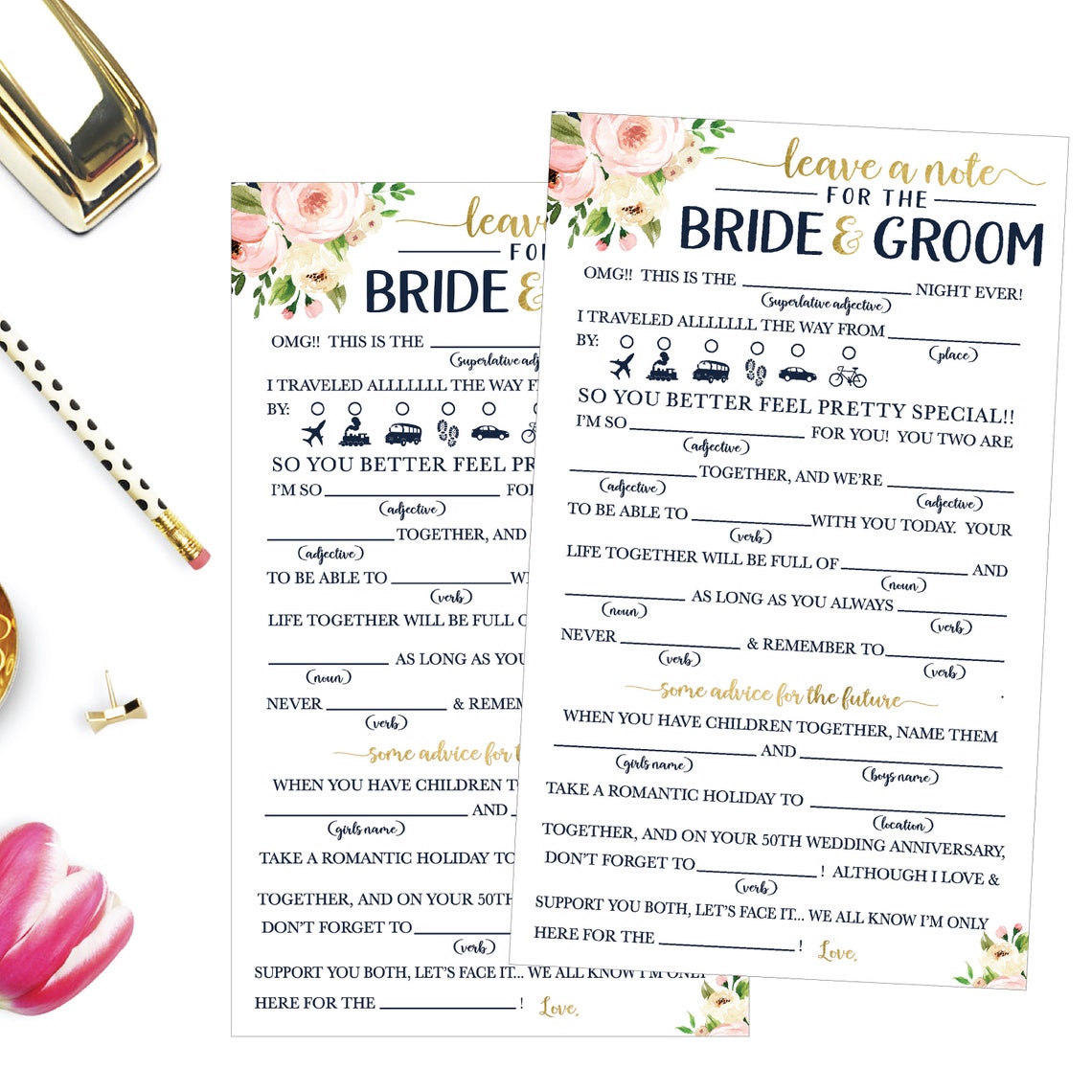Funny Advice for the Newlyweds Mad Libs, Bridal Shower Advice Card ...