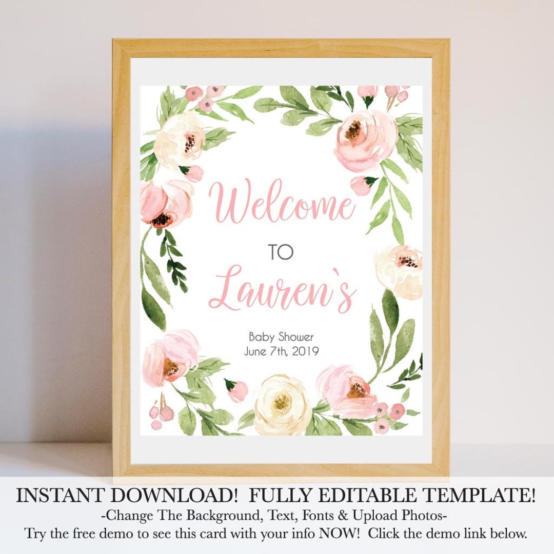 Printable Welcome Sign, Baby Shower Decoration Girl, Baby Boy Shower ...
