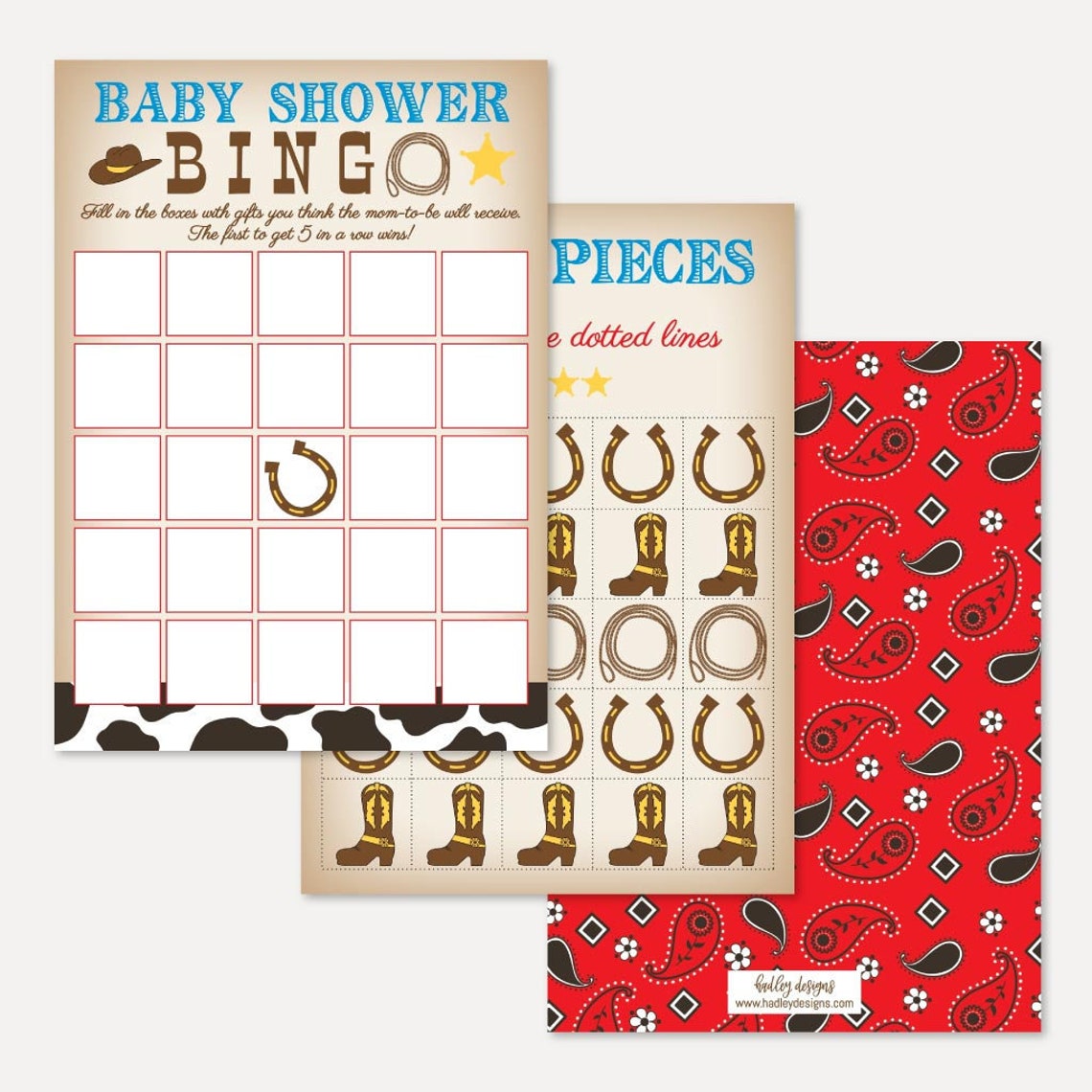 Cowboy Baby Shower Bingo Game Template Bingo Baby Shower - Etsy