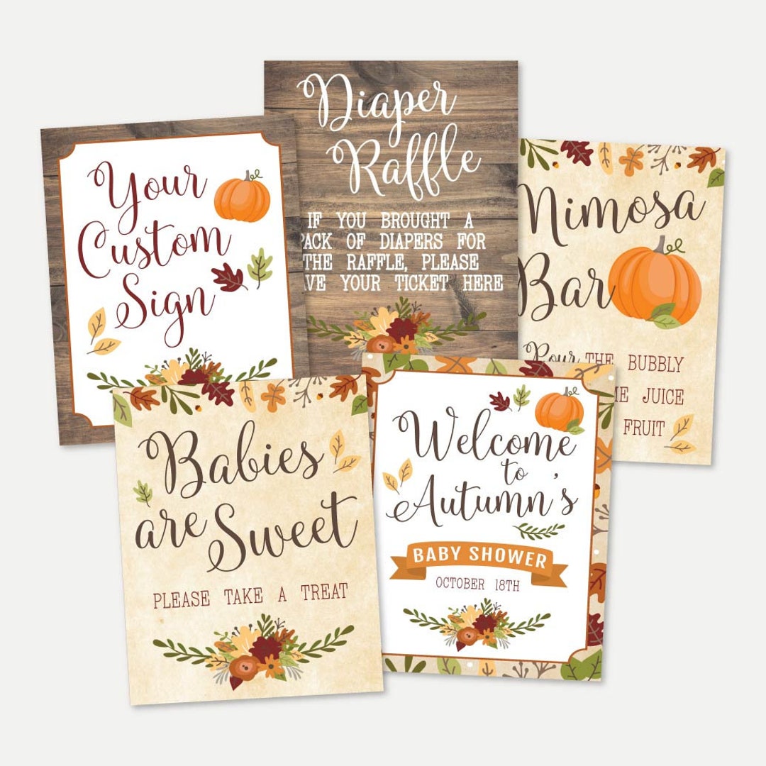 Fall Rustic Baby Shower Sign Set Templates - Baby Shower Sign, Baby ...