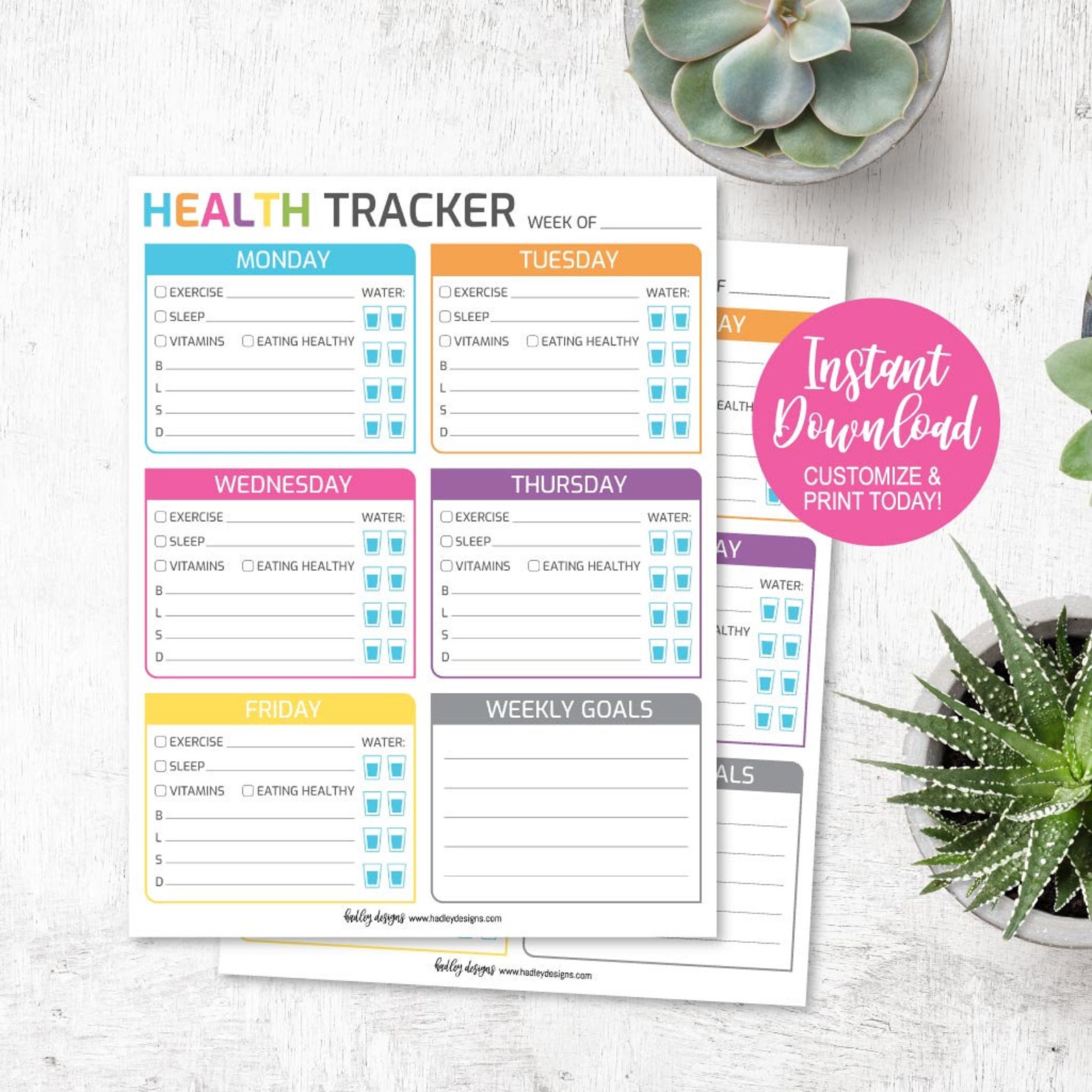 Nutrition Tracker Fitness Goal Printable Weekly Goal - Etsy
