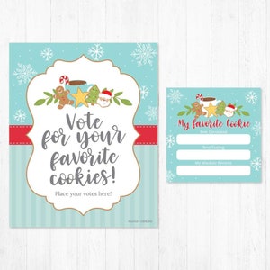 Christmas Cookie Exchange Voting Card Template - Cookie Competition ...