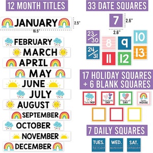 Colorful Classroom Calendar Set Bulletin Board Sets for Teachers ...